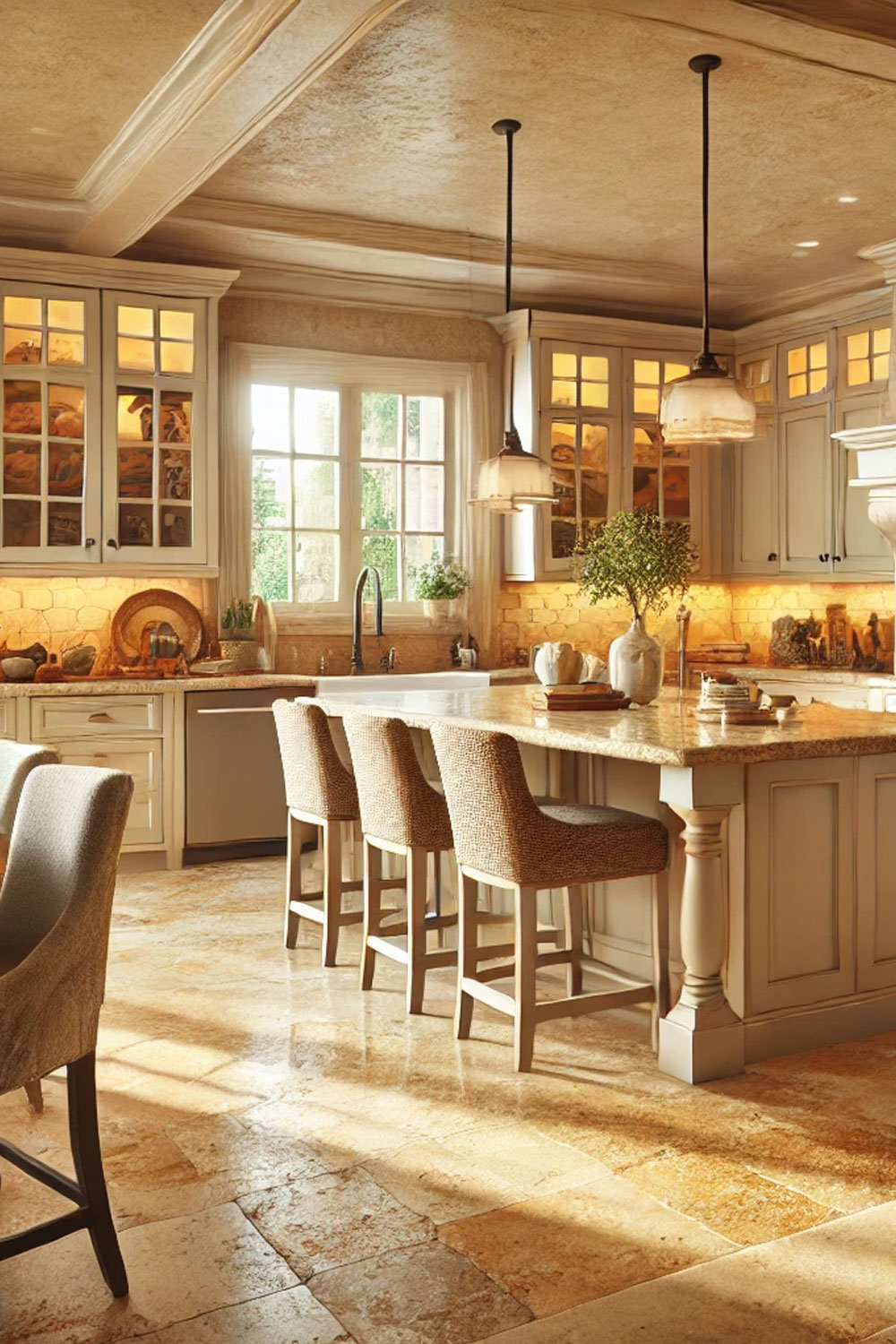 10 Luxurious Kitchen Flooring Natural Stone Look Ideas - HomeAddons